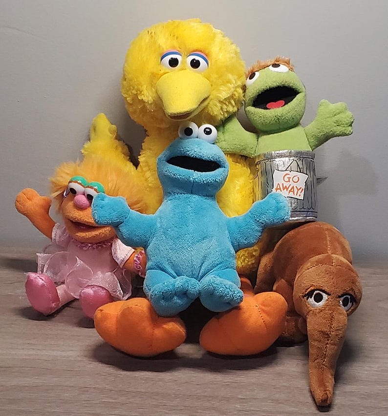 GUND Sesame Street BIG BIRD 075350, Oscar the Grouch 075939, Snuffy ...