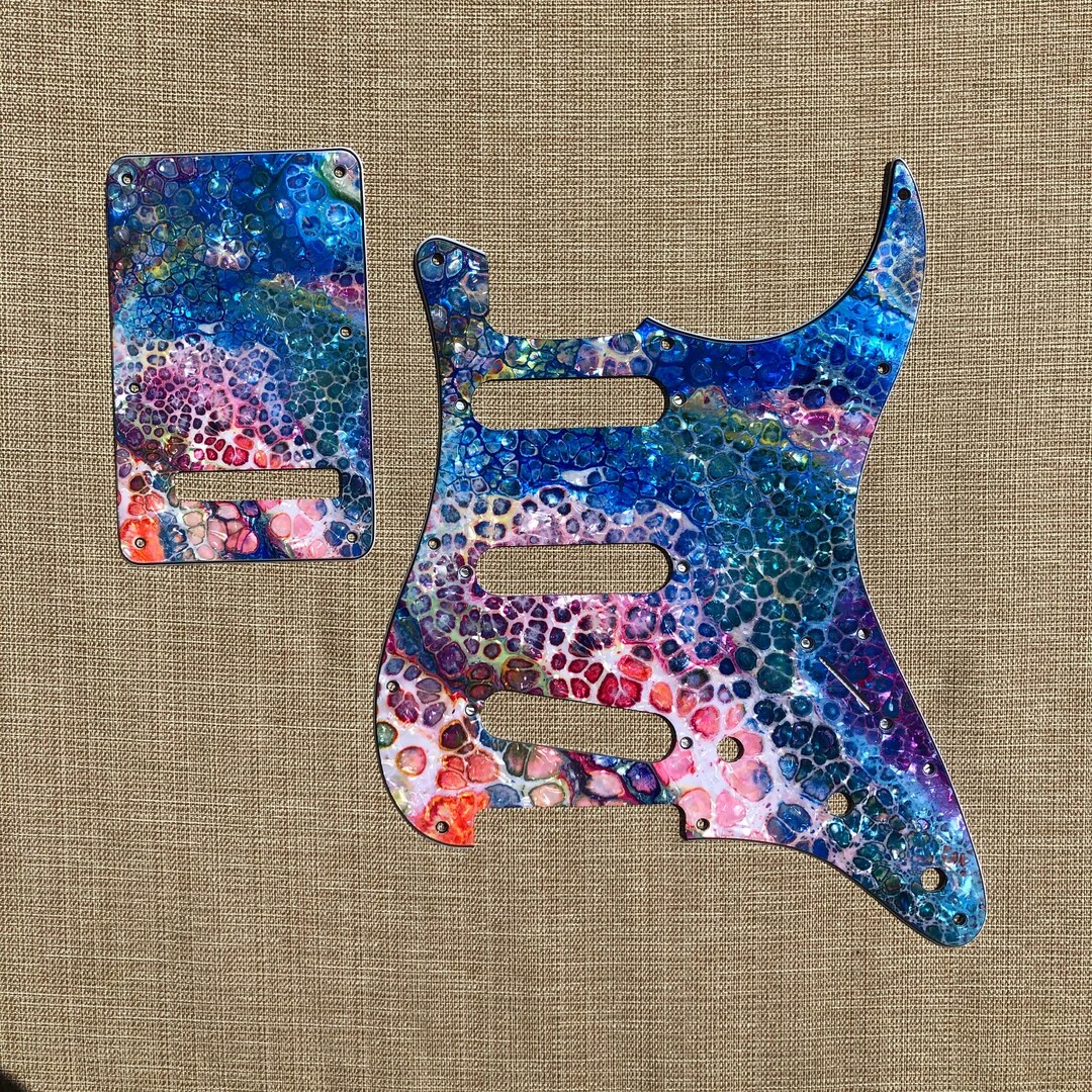 Fender Strat Pickguard & Optional Back Plate / Original Multi Color ...