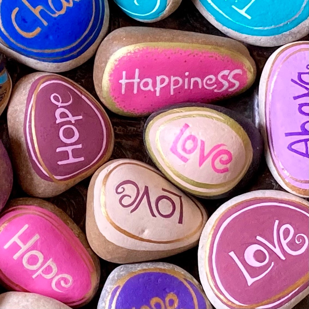 A Set of 3 Handmade Painted Stones, Medium Size,painted Pebbles ...