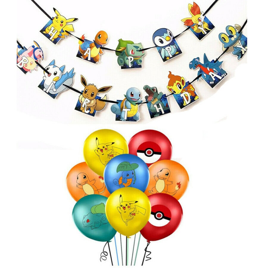POKEMON Balloons Pokemon Banner Theme Party Supplies Pokemon Pikachu ...