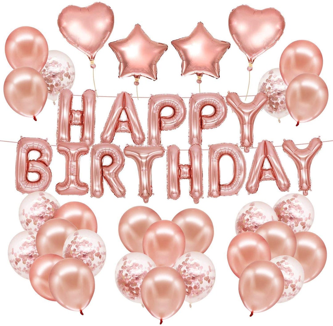 Rose Gold Balloon Decorations ROSE GOLD Happy Birthday Bunting - Etsy