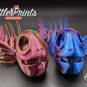 Skeleton Fish Fidget Toy 3D Printed Articulating Desktop Toy Halloween ...