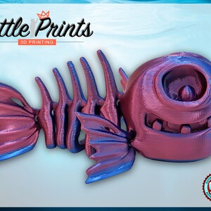 Skeleton Fish Fidget Toy 3D Printed Articulating Desktop Toy Halloween ...