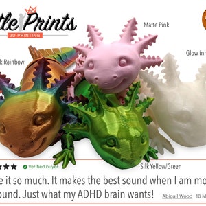Axolotl Joy: 3D Printed Articulating Fidget Toy Customize in Various ...