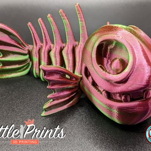 Skeleton Fish Fidget Toy 3D Printed Articulating Desktop Toy Halloween ...