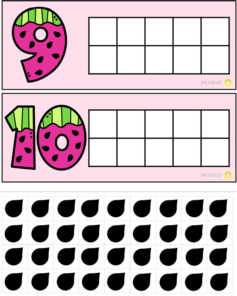 Watermelon Tens Frame- Table Top Task | Toddler Task | Number Sense ...