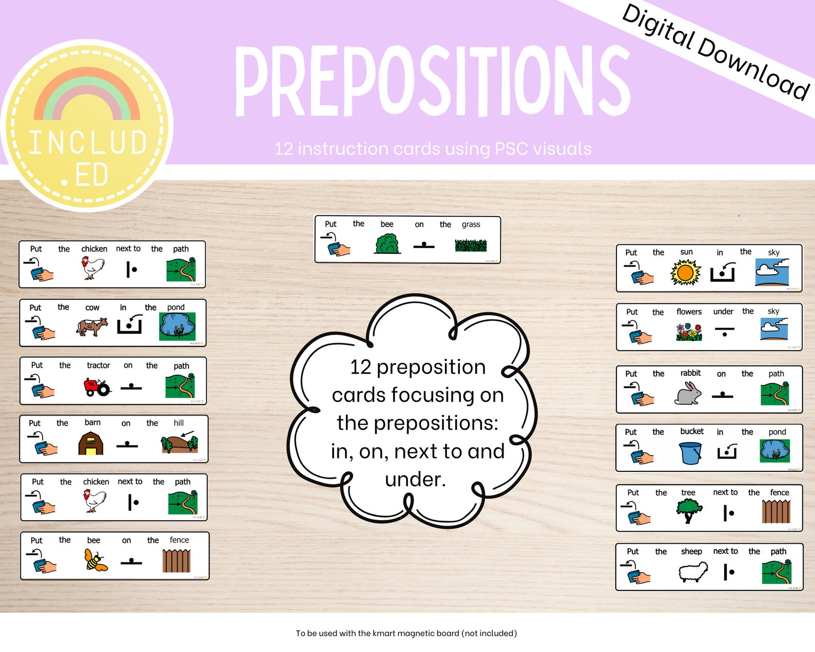 Preposition Activity. Visual Instructions. Boardmaker PSC. Hand-on ...