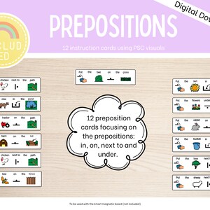 Preposition Activity. Visual Instructions. Boardmaker PSC. Hand-on ...