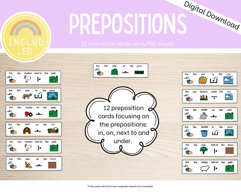 Preposition Activity. Visual Instructions. Boardmaker PSC. Hand-on ...