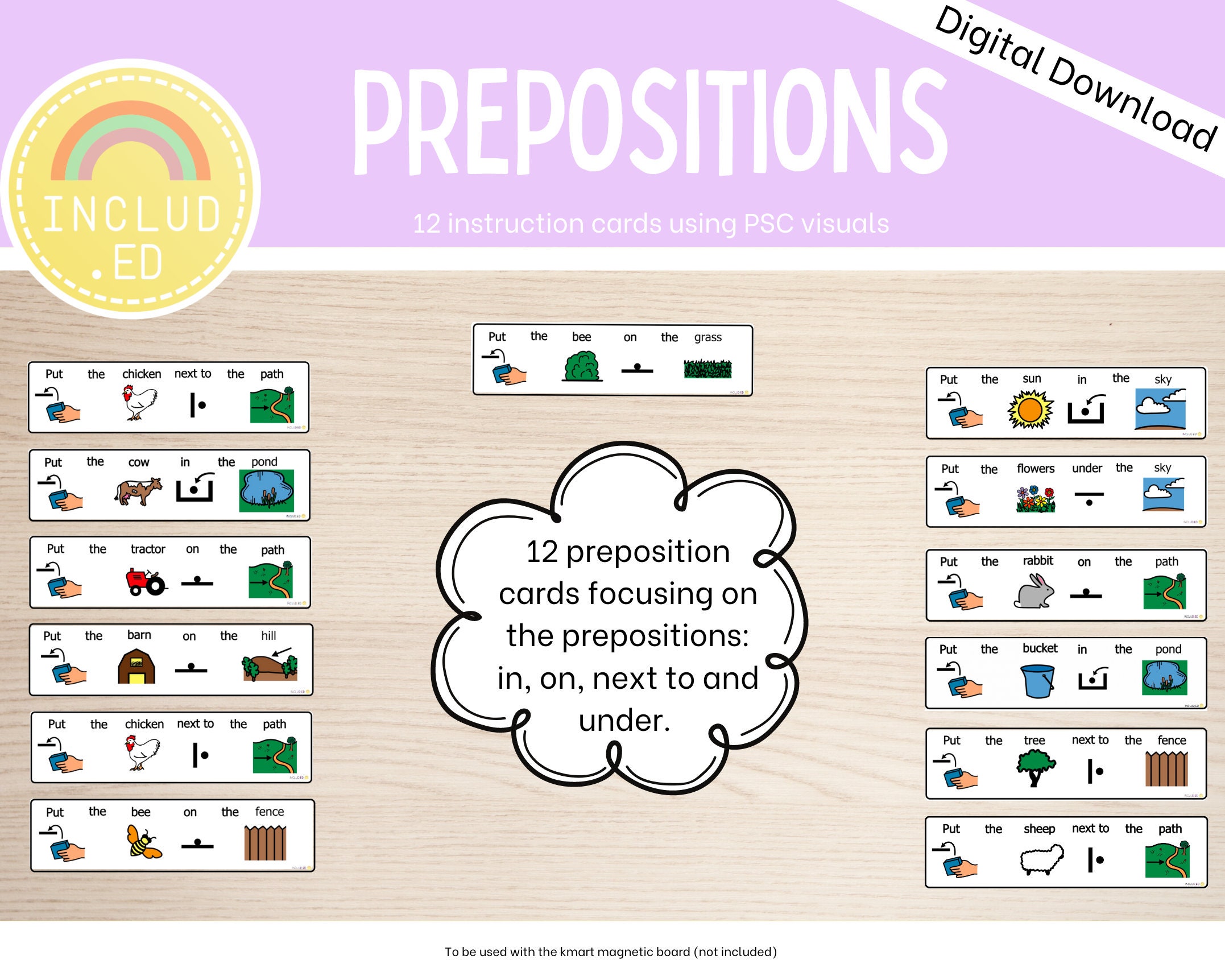 Preposition Activity. Visual Instructions. Boardmaker PSC. Hand-on ...
