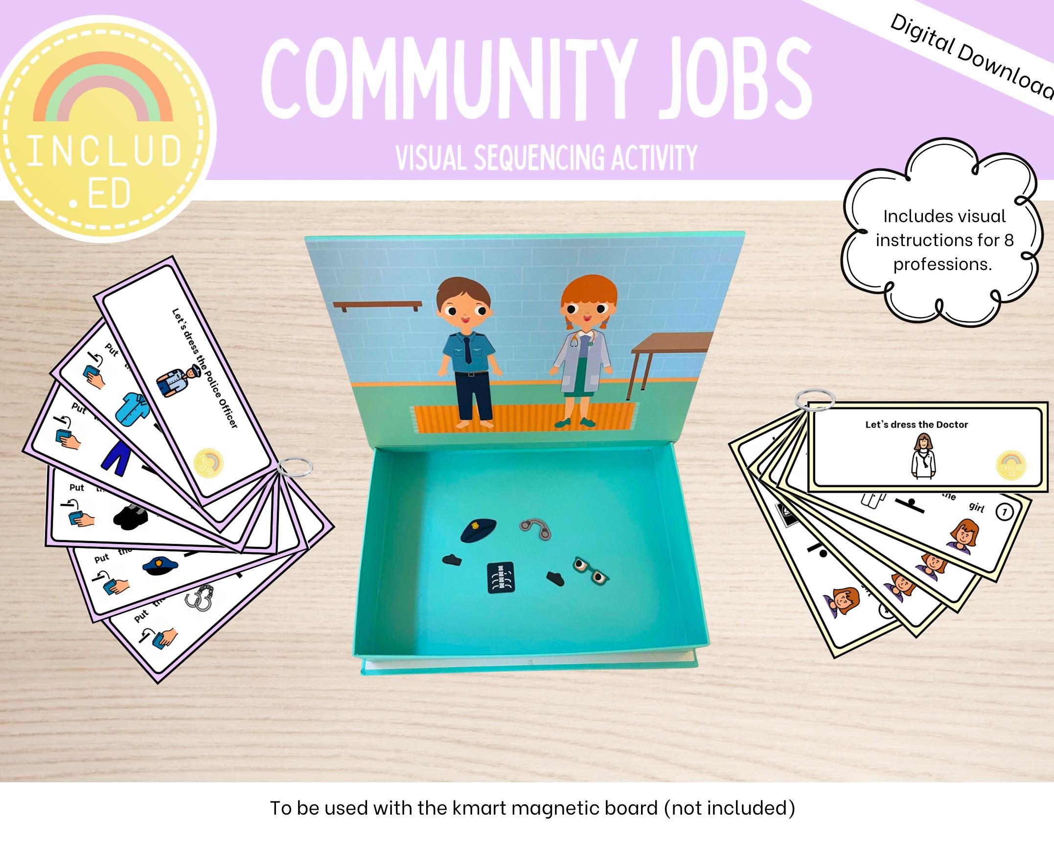 COMMUNITY JOBS Sequencing Activity. Visual Instructions. Boardmaker PSC ...