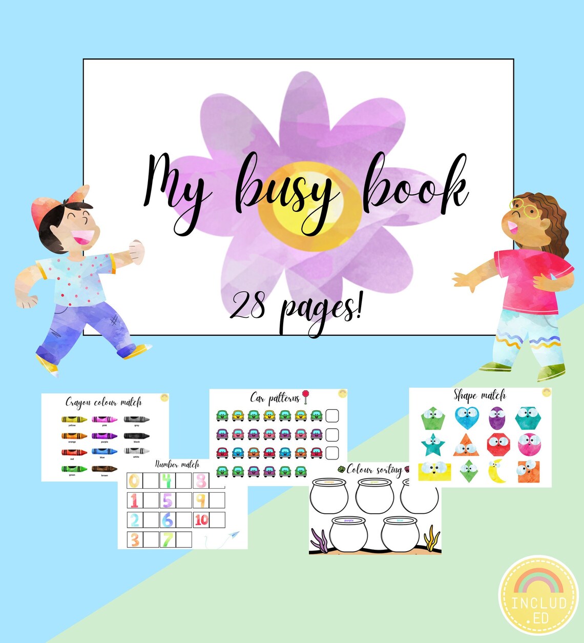 Toddler Busy Book Printable Preschool Activities Homeschool Montessori ...
