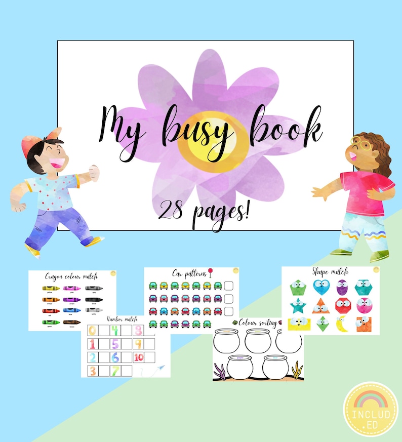 Toddler Busy Book Printable Preschool Activities Homeschool Montessori ...