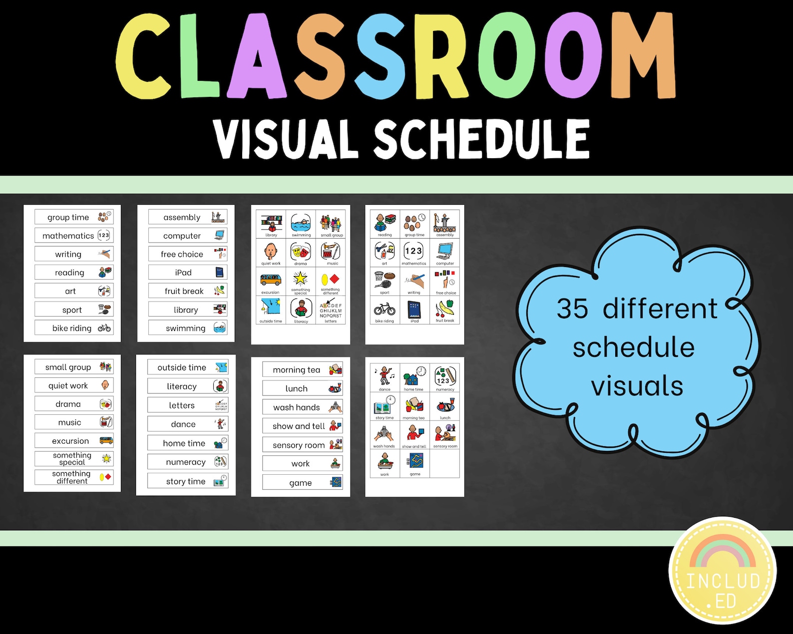 Daily Classroom Visual Timetable | Class Schedule Cards | Special ...