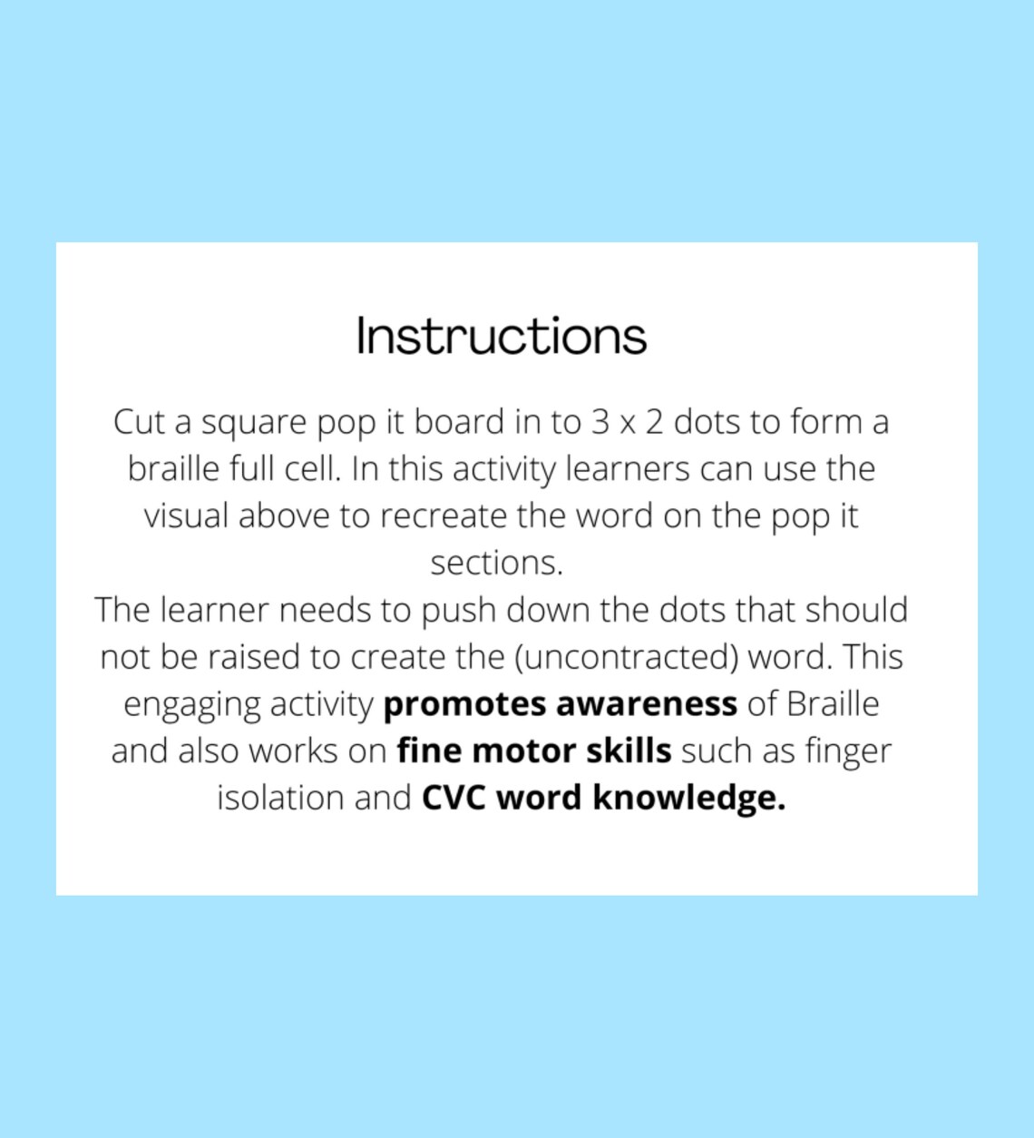 Pop-it Braille CVC Words | Sensory | Fidget Toy | Literacy Task | Home ...