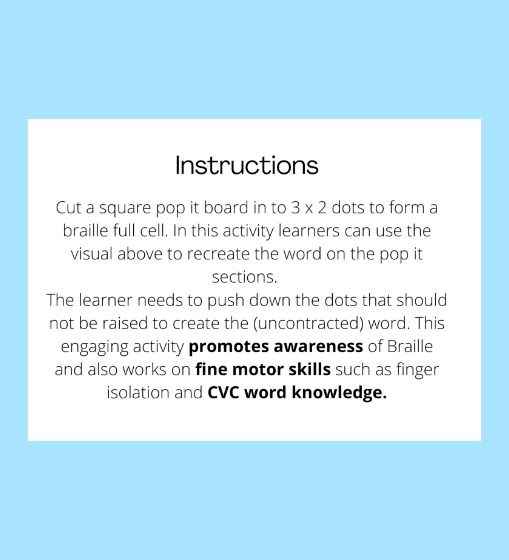 Pop-it Braille CVC Words | Sensory | Fidget Toy | Literacy Task | Home ...