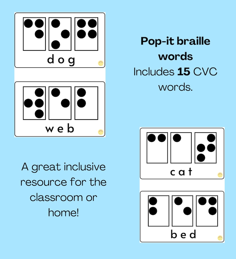 Pop-it Braille CVC Words | Sensory | Fidget Toy | Literacy Task | Home ...