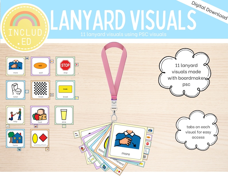 Visual Lanyard | |visual Instructions| Boardmaker | Special Education ...