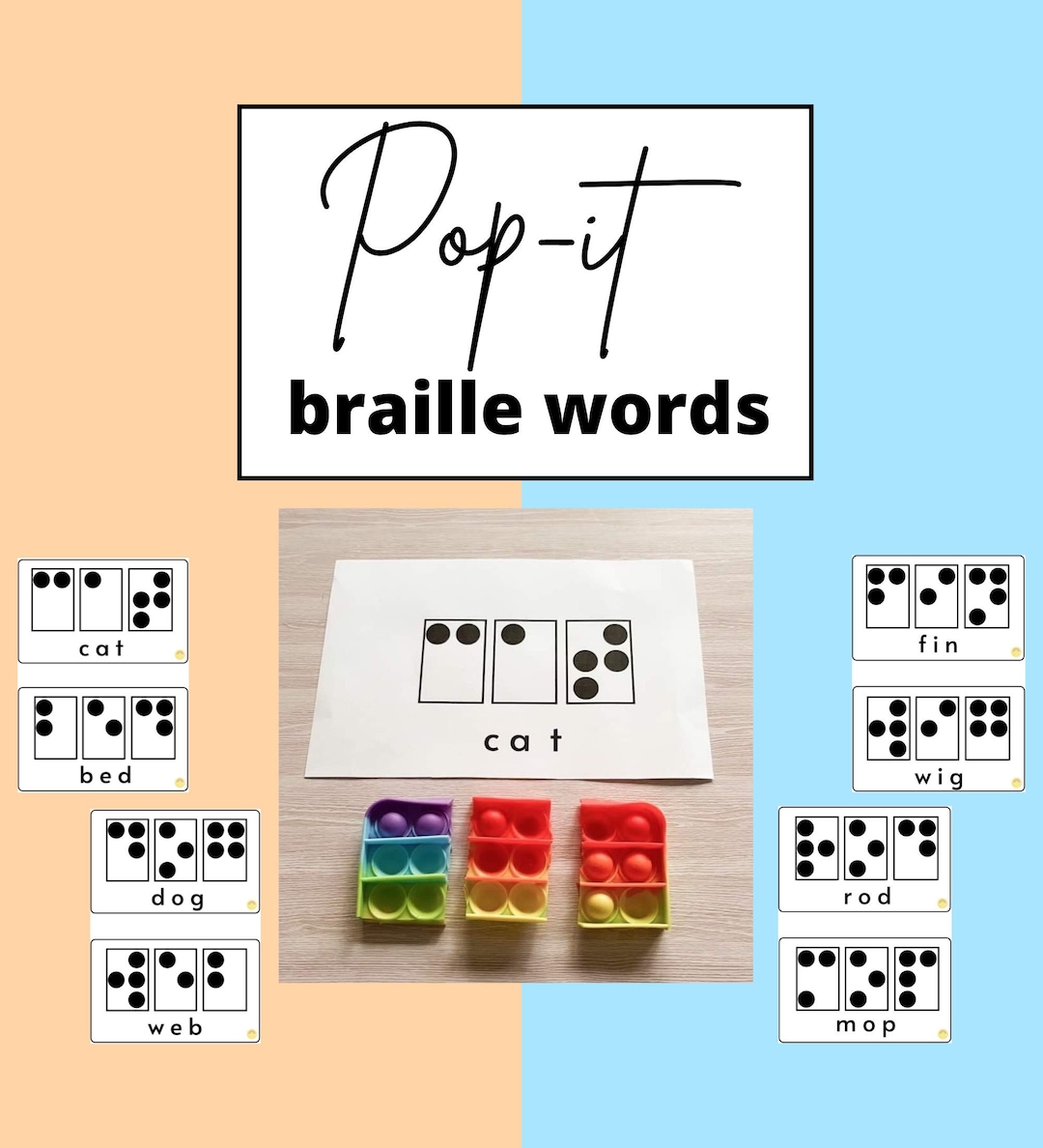 Pop-it Braille CVC Words | Sensory | Fidget Toy | Literacy Task | Home ...