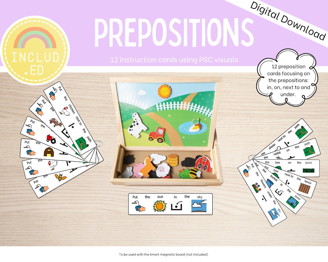 Preposition Activity. Visual Instructions. Boardmaker PSC. Hand-on ...