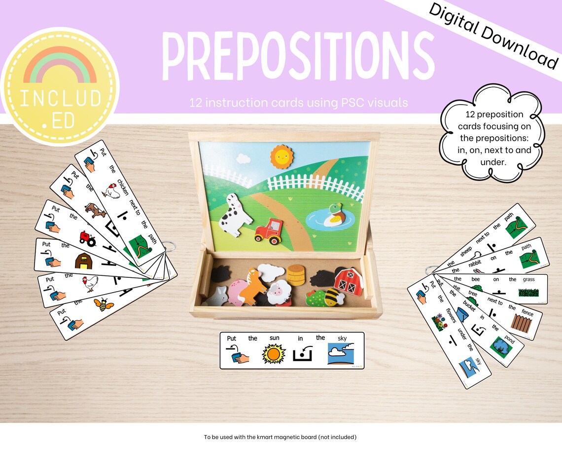 Preposition Activity. Visual Instructions. Boardmaker PSC. Hand-on ...
