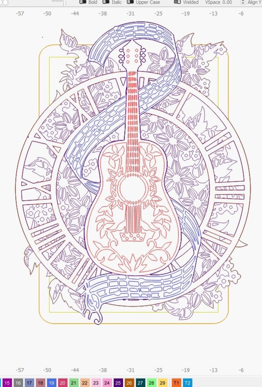 Layered Guitar Clock SVG: Floral DIY Laser Cut File - Etsy