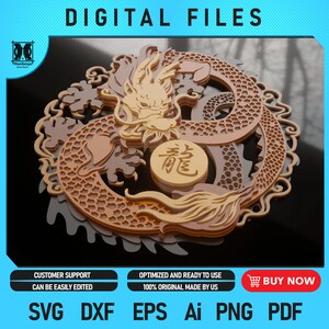 Chinese Dragon Layered Wood Parametric SVG Ai DXF - Etsy