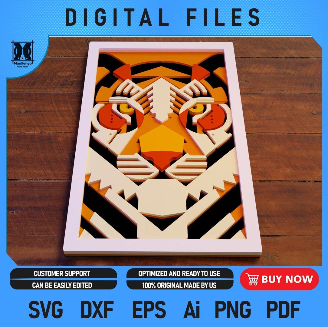 Chinese Tiger Wall Design Layered Parametric Plywood SVG Ai DXF - Etsy