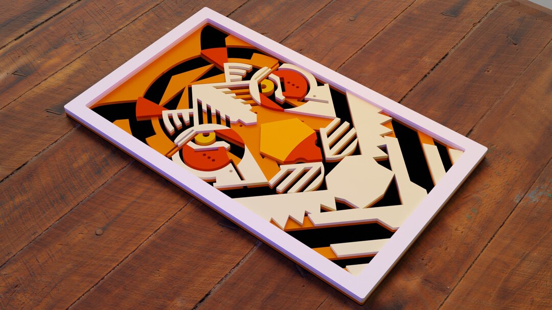Chinese Tiger Wall Design Layered Parametric Plywood SVG Ai DXF - Etsy