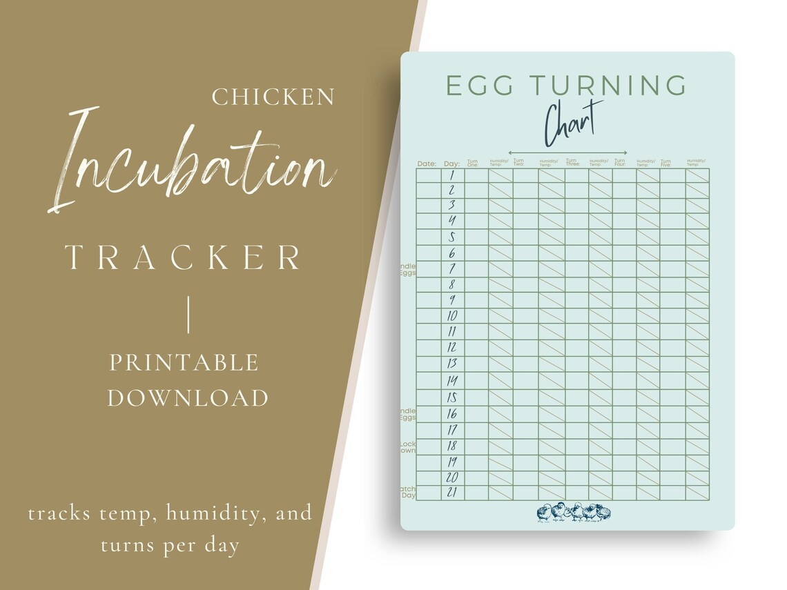 Egg Turning Chart, Incubating Chickens, Incubation Planner, Printable ...