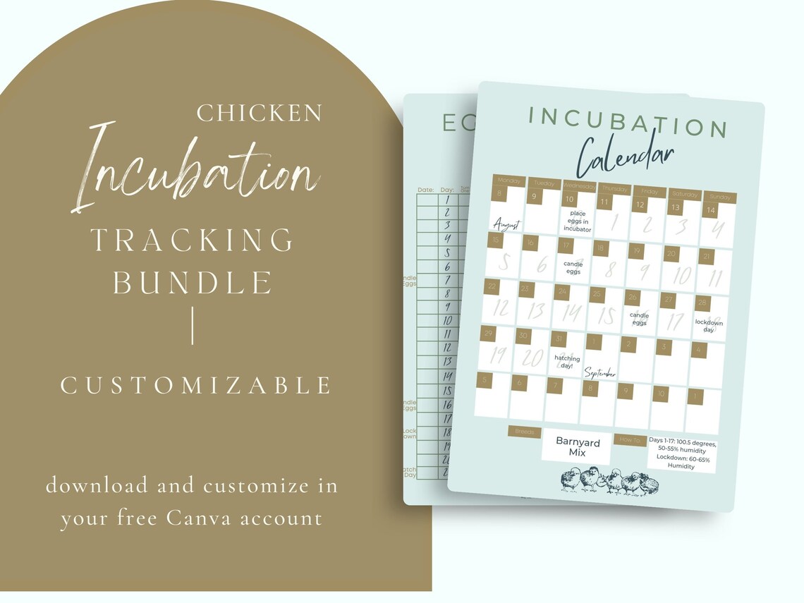 Chicken Egg Incubation Tracker Bundle: Canva Template (digital Download ...