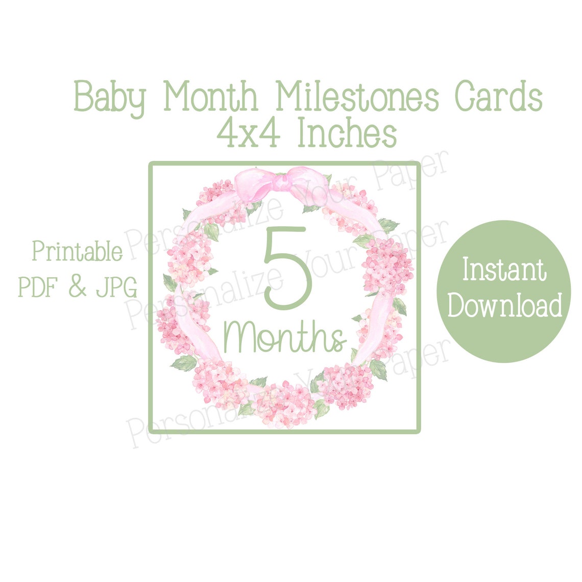 Printable Baby Milestone Cards, Girl Milestones, Pink Hydrangea Cards ...