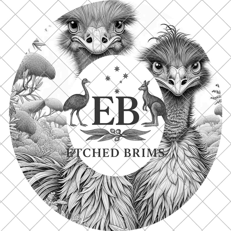 Emu and Ostrich Hat Burning Design, Laser Engraving File for Wide Brim ...