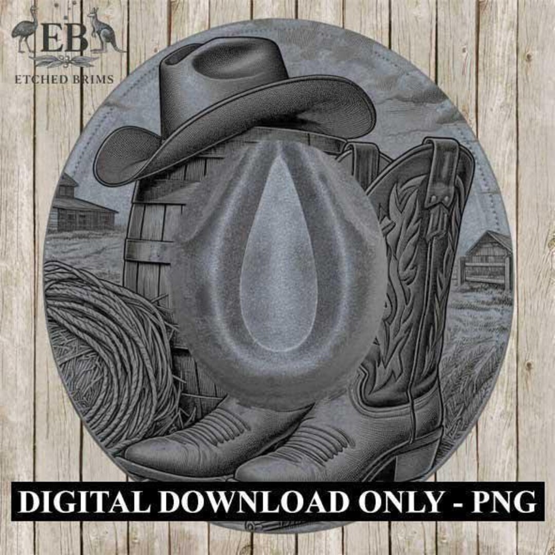 Cowboy Boots 3 Hat Engraving, Western Brim PNG Template, Digital Laser ...