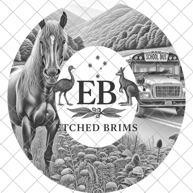 Horse & School Bus Hat Template for Laser Engraving PNG, Western Brim Design, EB1031 - Etsy Canada
