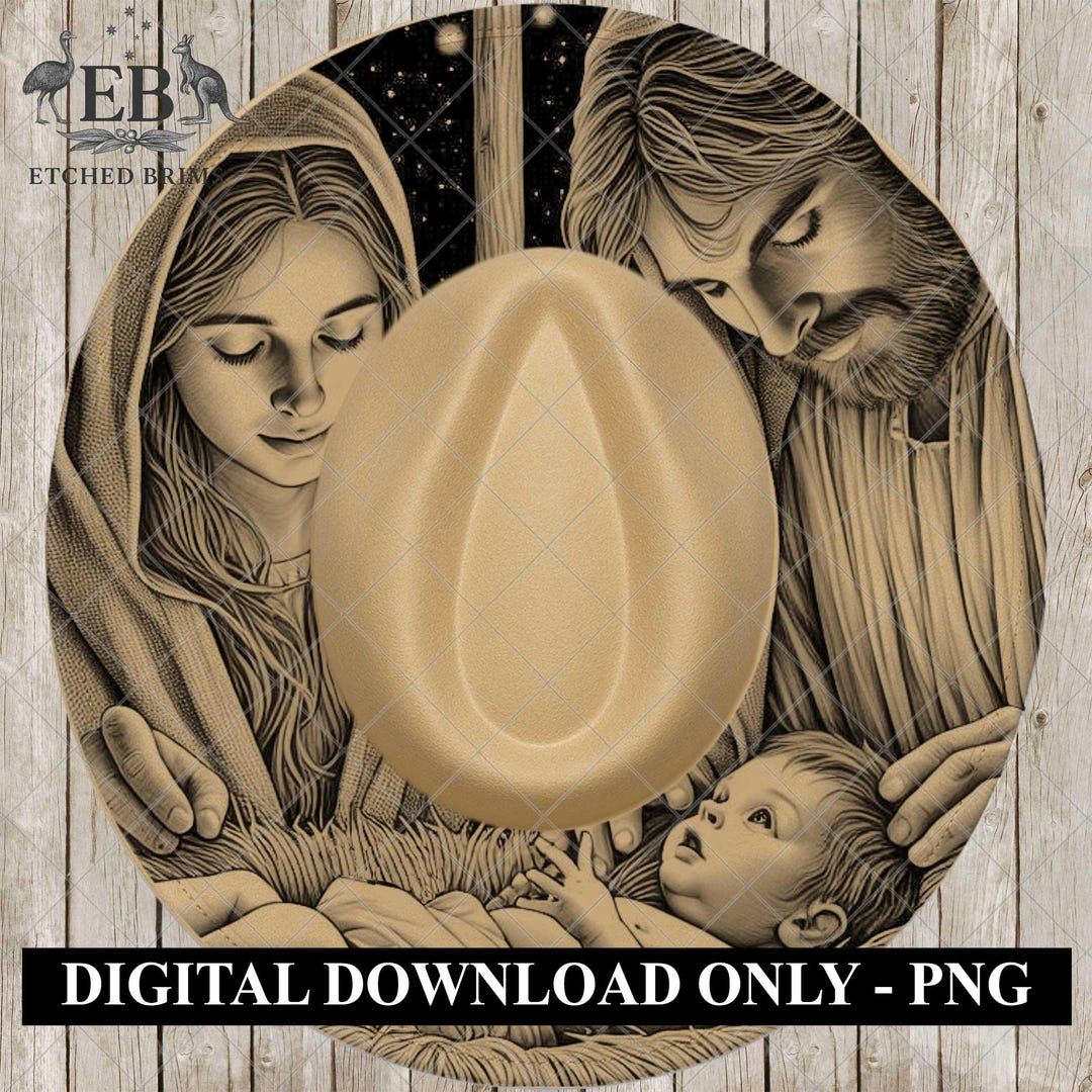 Mary Joseph Baby Jesus, Hat Engraving Template, Nativity Scene Holy ...