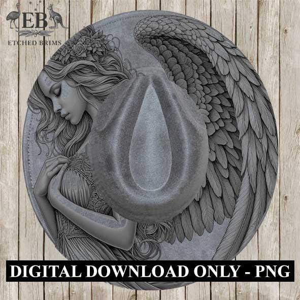 Angel Wings Hat Engraving Design 3, PNG Laser Burn File for Fedora Brim ...