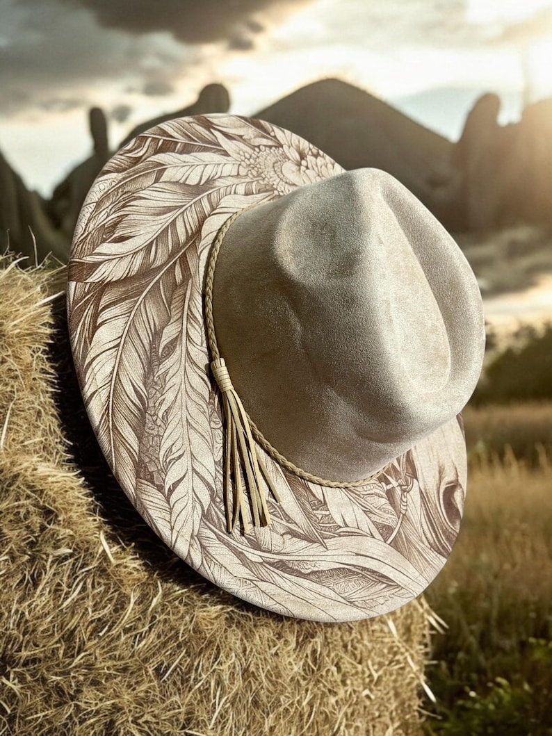 Indian Horse & Feathers 19 Hat Burning Template for Wide Brim Hats. PNG ...
