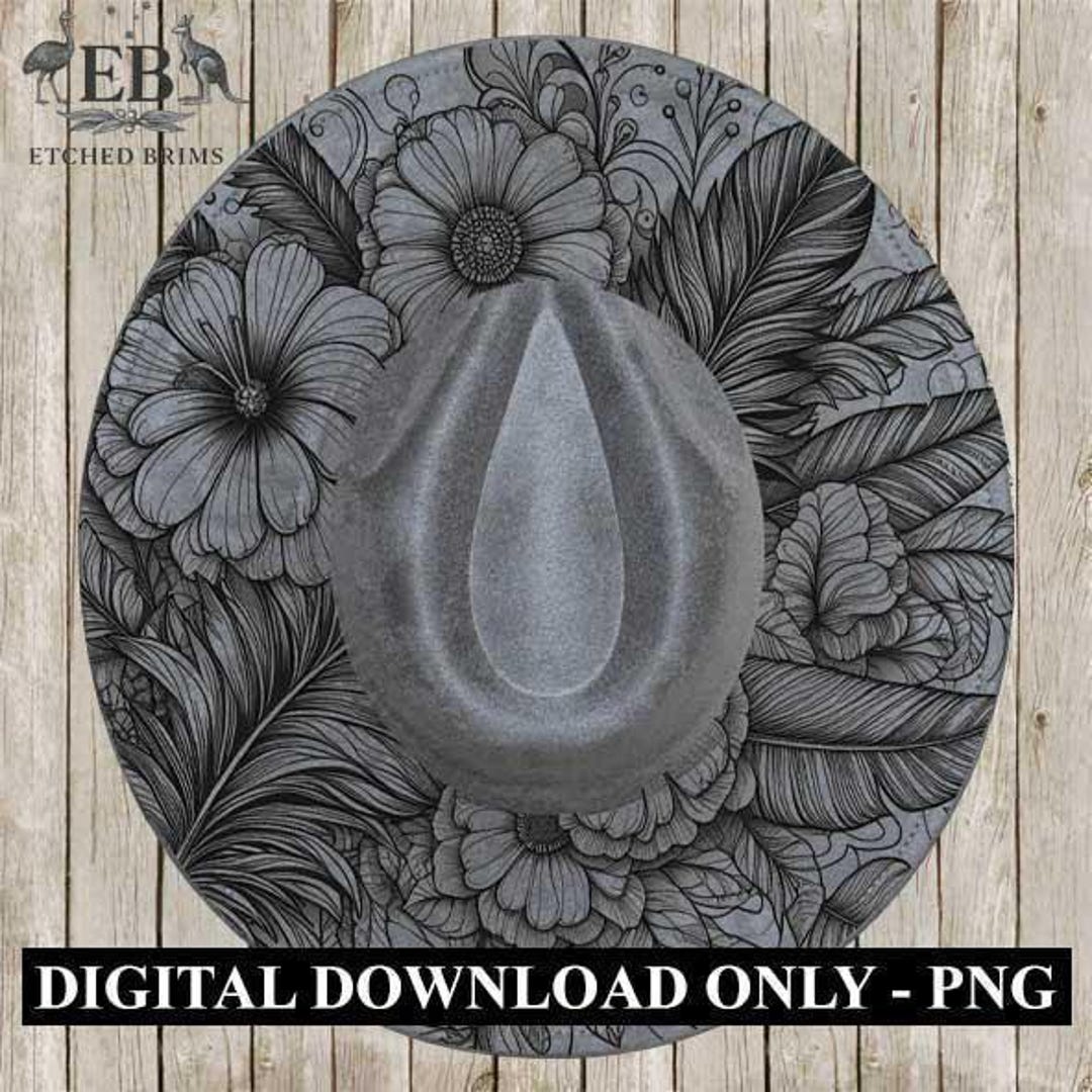 Boho Floral Feathers Laser Hat Burning Design, Digital Download PNG ...
