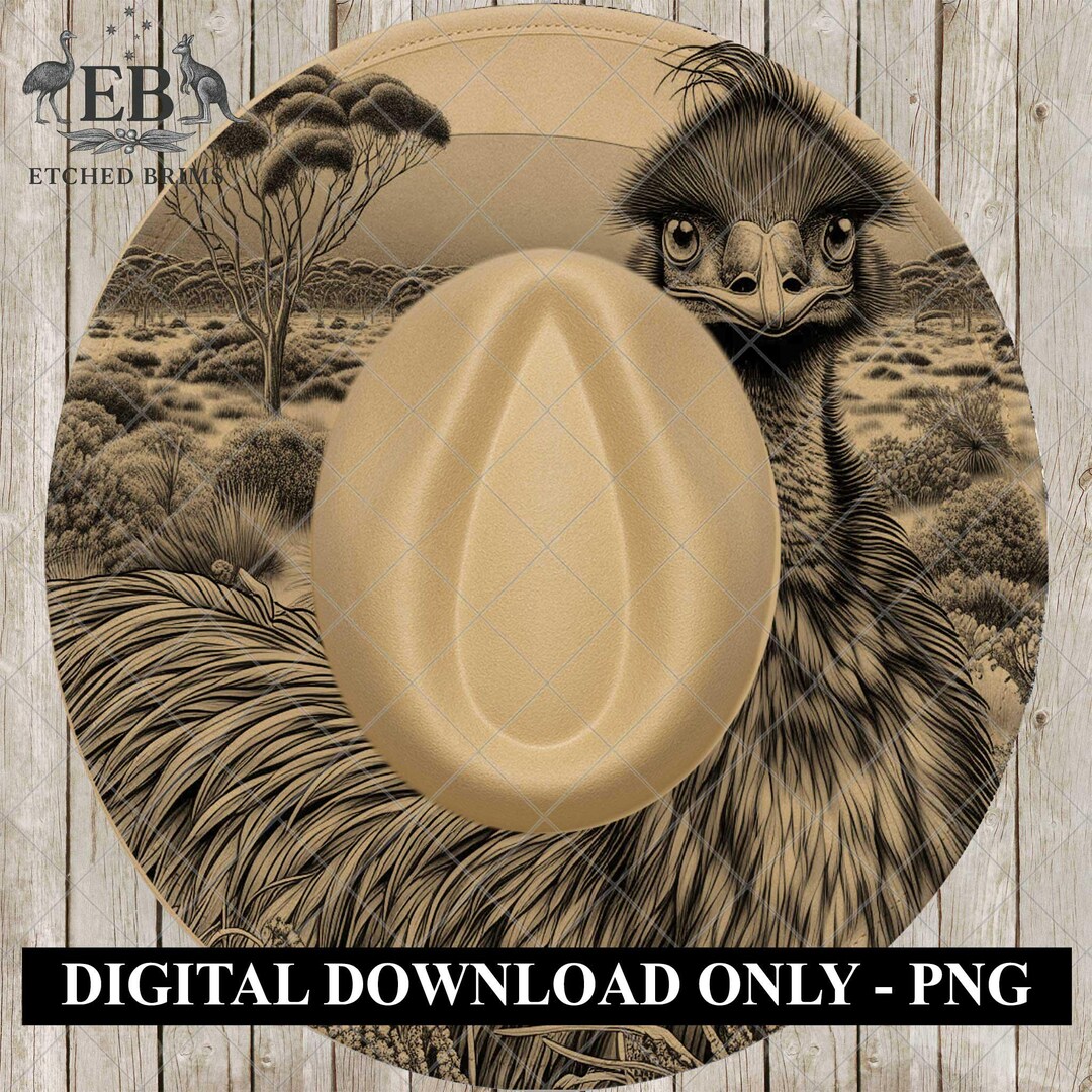 Emu 2 Outback Wildlife Laser Hat Template, Australian Emu in Bush ...