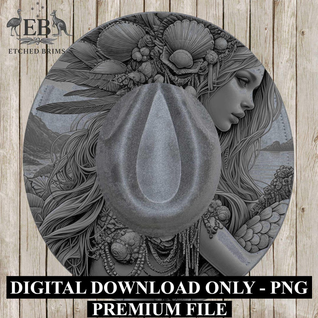Mermaid 3, Laser Hat Burning Design, Digital Download PNG, Hat Burning ...