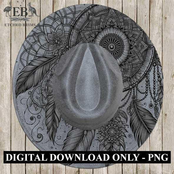 Night Whisper Dreamcatcher, Boho Feather Laser Engraved Hat Design ...