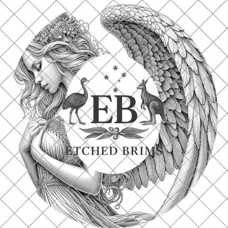 Angel Wings Hat Engraving Design 3, PNG Laser Burn File for Fedora Brim ...