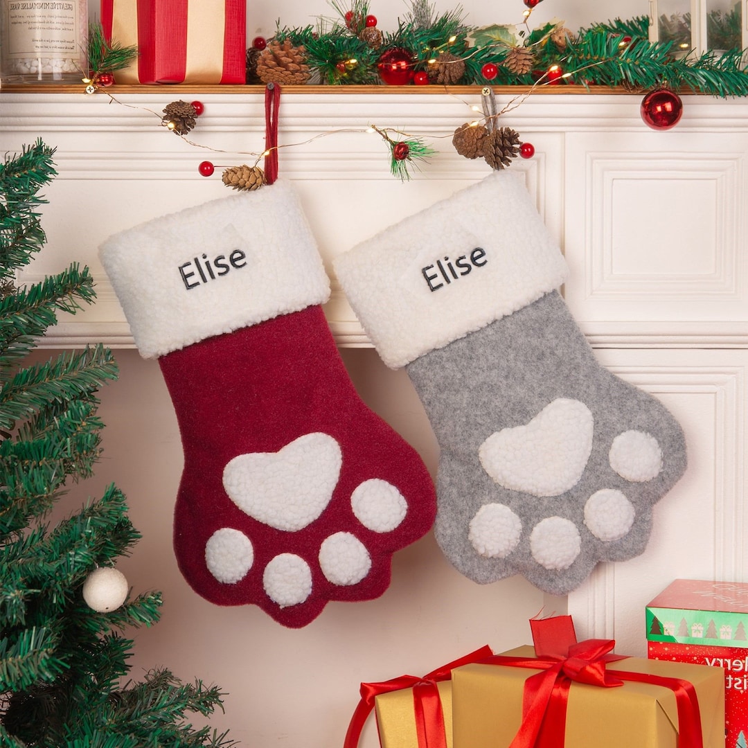 Custom Cat Dog Paw Christmas Stocking Dog Cat Christmas - Etsy