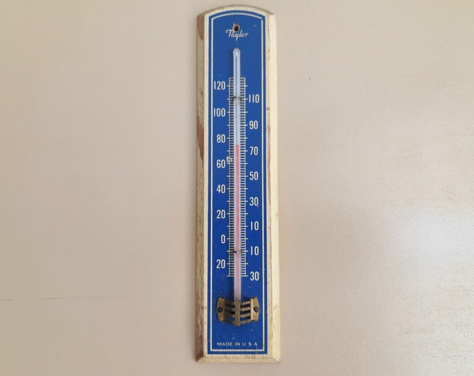 Vintage Rustic Blue Wooden Outdoor Thermometer, Indoor Thermometer ...