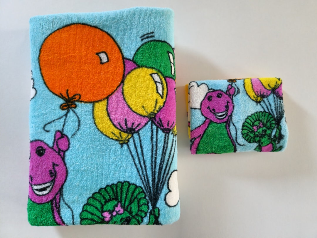 Vintage 1993 Barney Bath Towel Set - Etsy