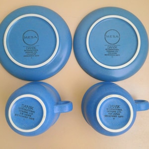 Vintage 90s Dansk Blue Stoneware Coffee Mug and Saucer Two Sets, Dansk ...