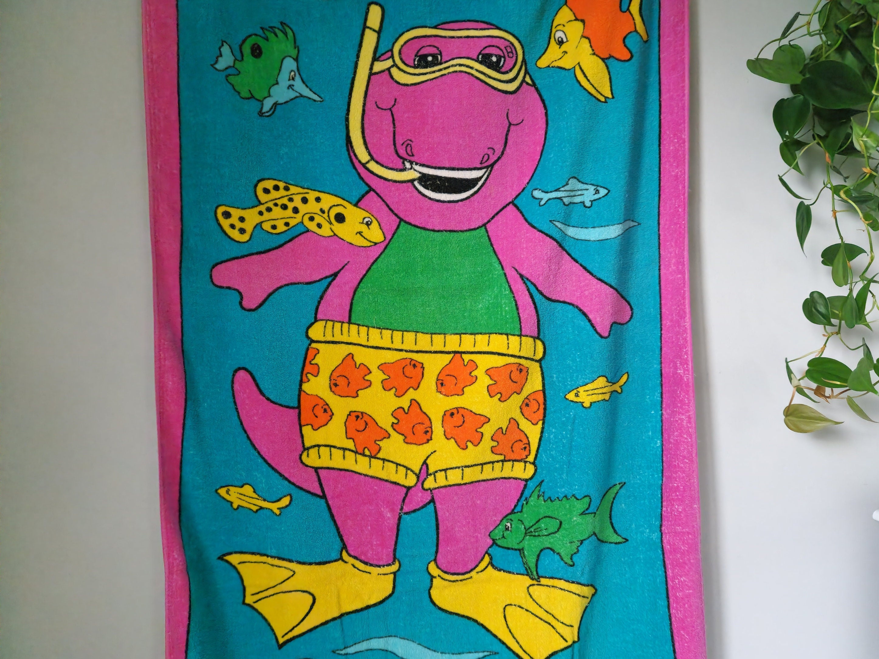 Vintage 1992 Barney Beach Towel 30x60 Inch, 90s Beach Towel, Purple ...