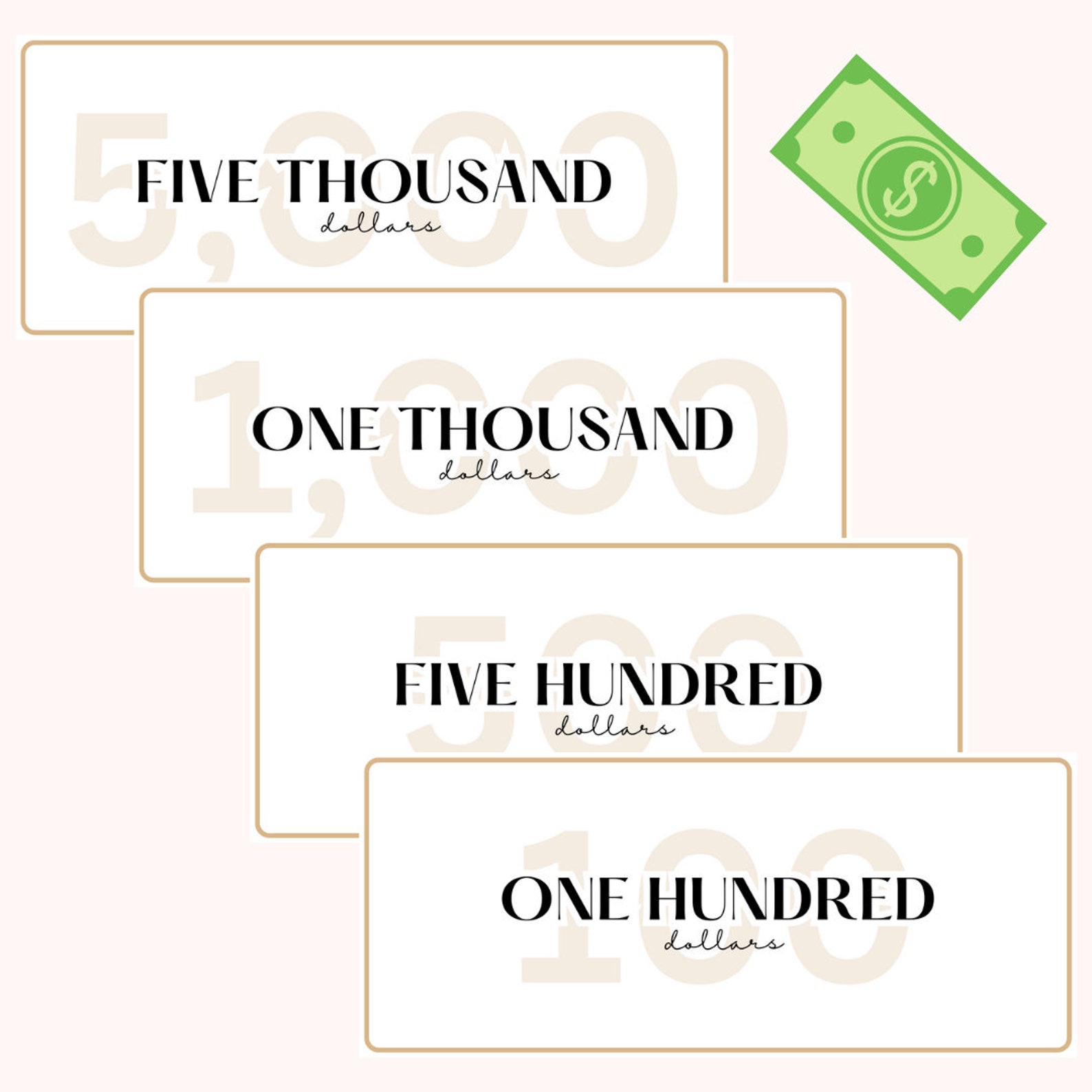 Printable Cash Stuffing Place Holder Money Slips for 100 - Etsy