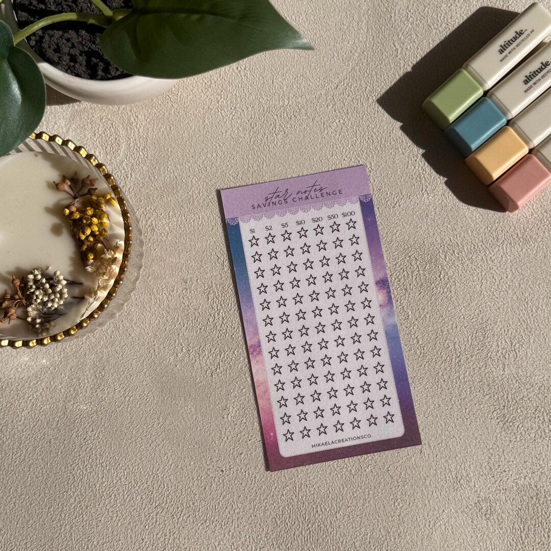 Reusable Star Notes Savings Challenge Tracker - Etsy